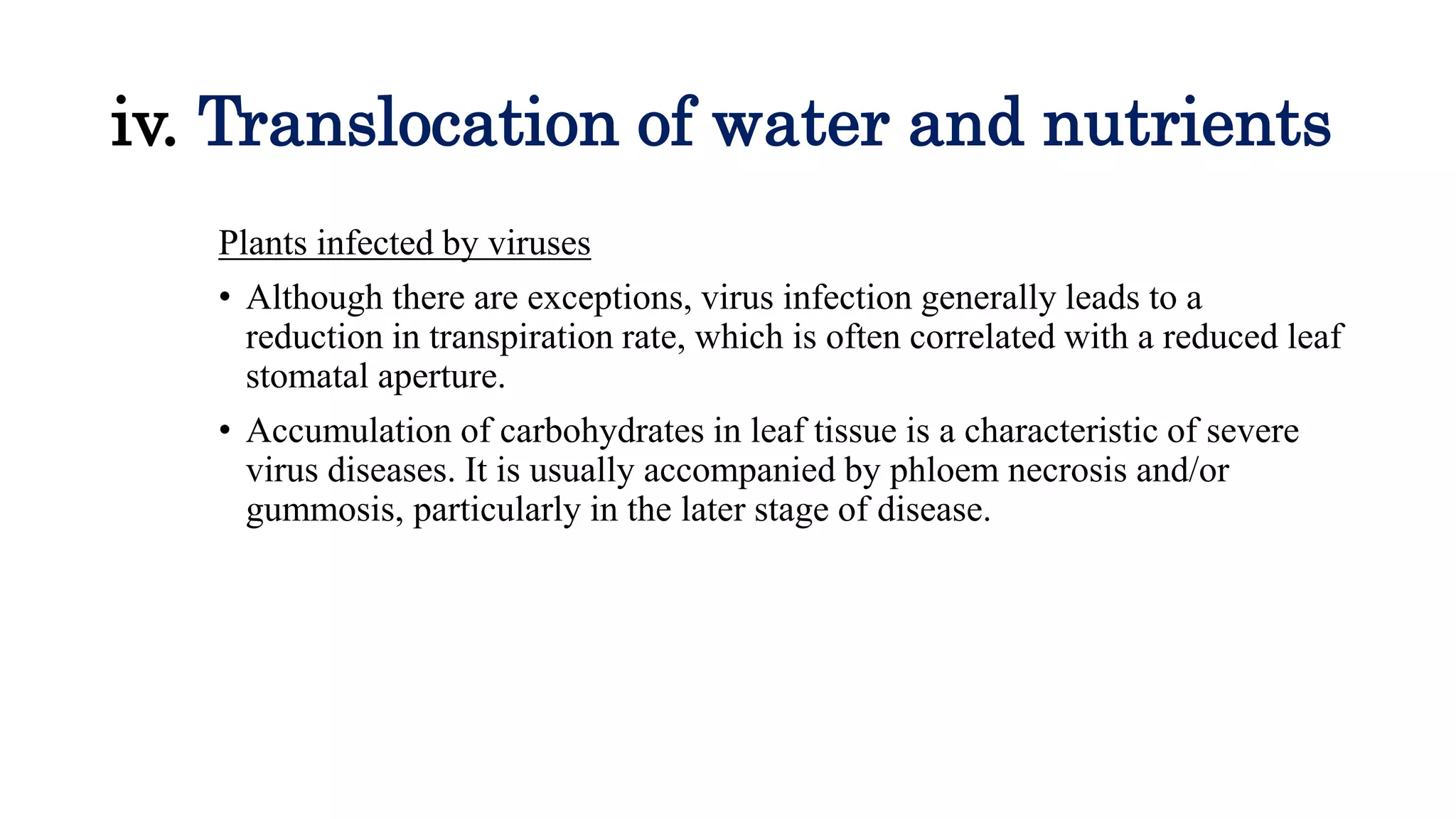 Movement of viruses, physiology of virus infected plants | PDF