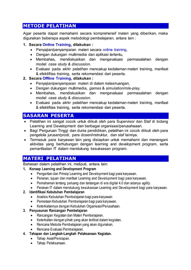 Silabus Training "Effective LEARNING and DEVELOPMENT PROGRAM" | DOCX