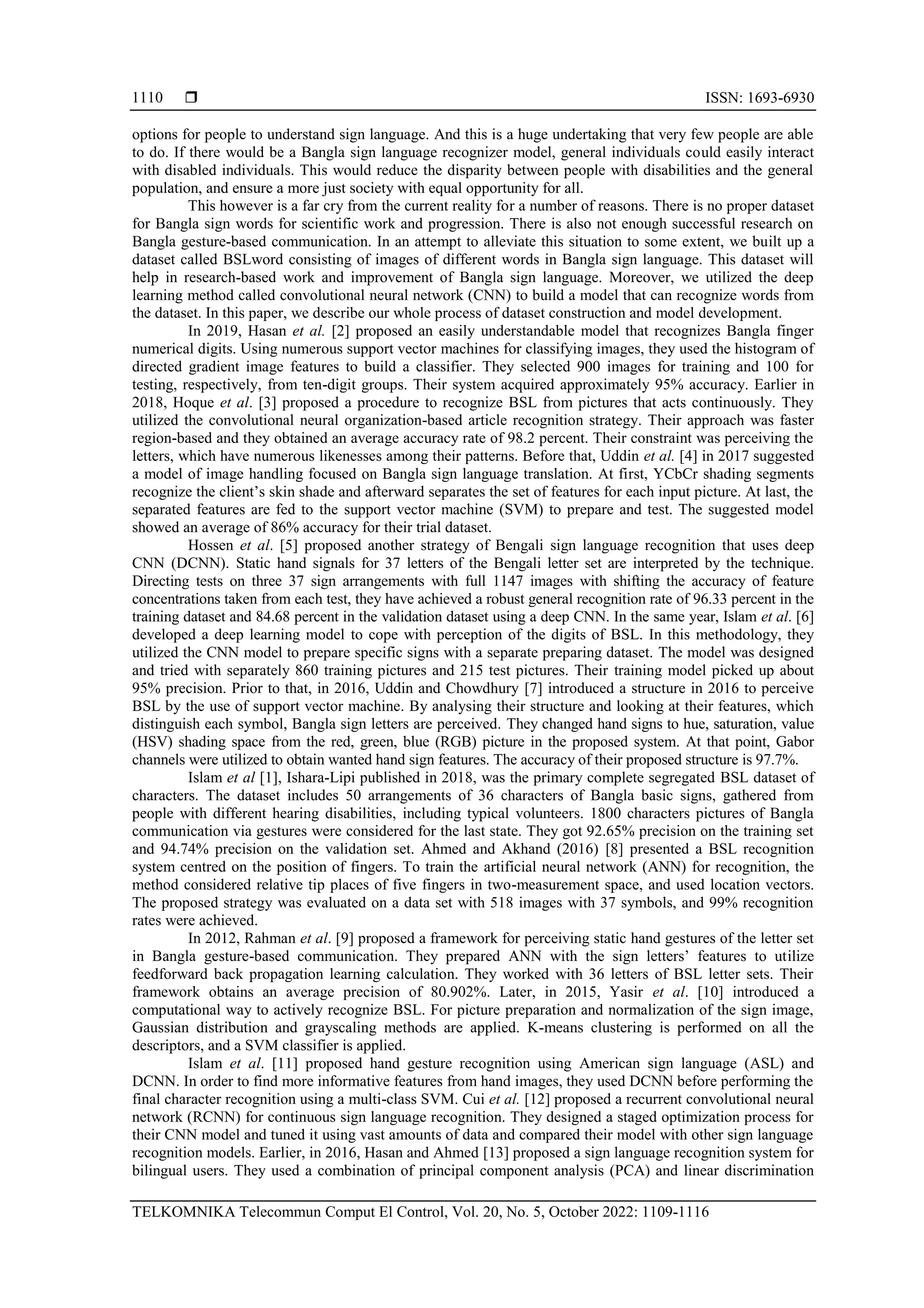 Static-gesture word recognition in Bangla sign language using convolutional neural network | PDF ...