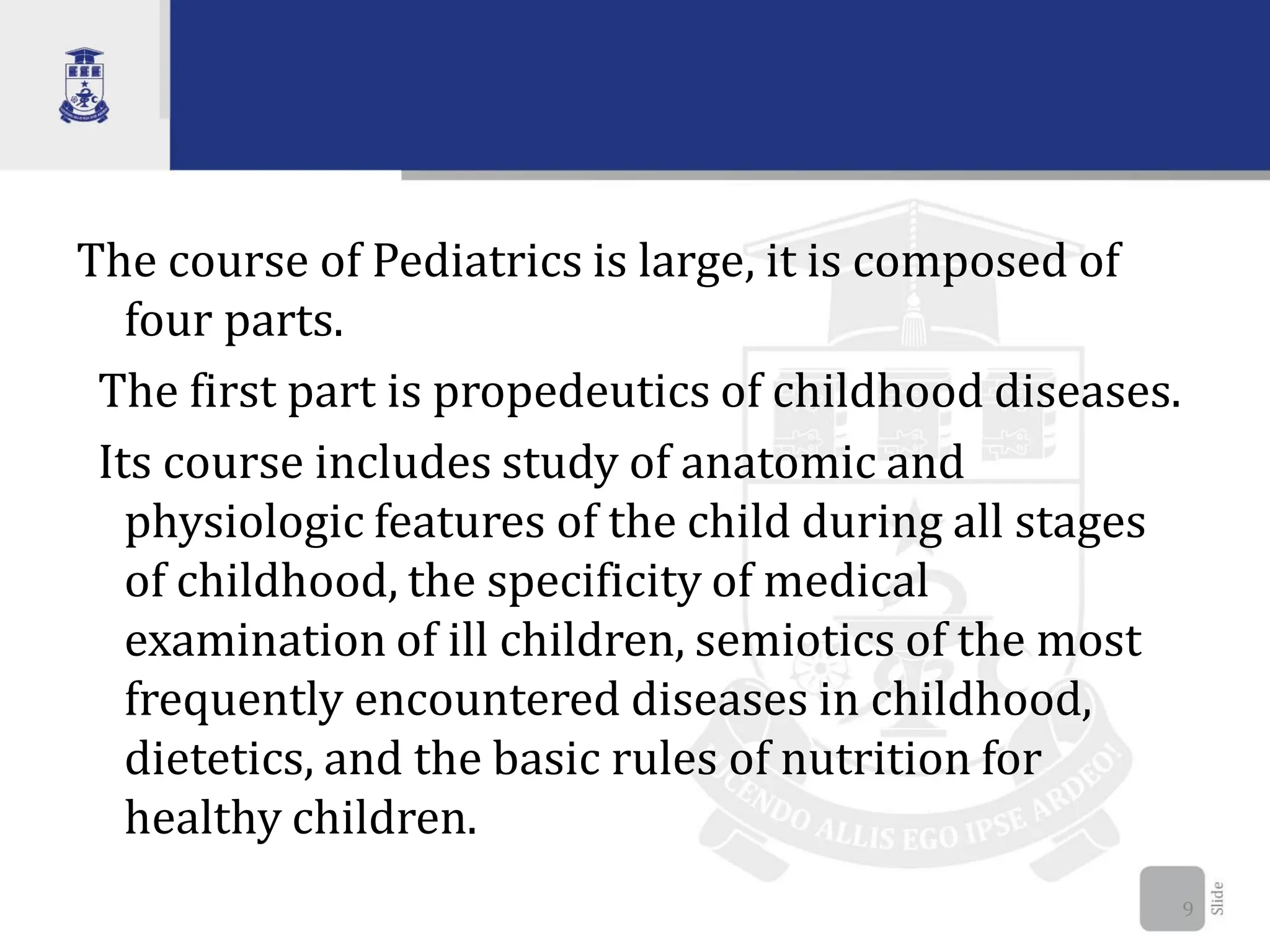 Pediatrics - branch of medicine explanation | PDF