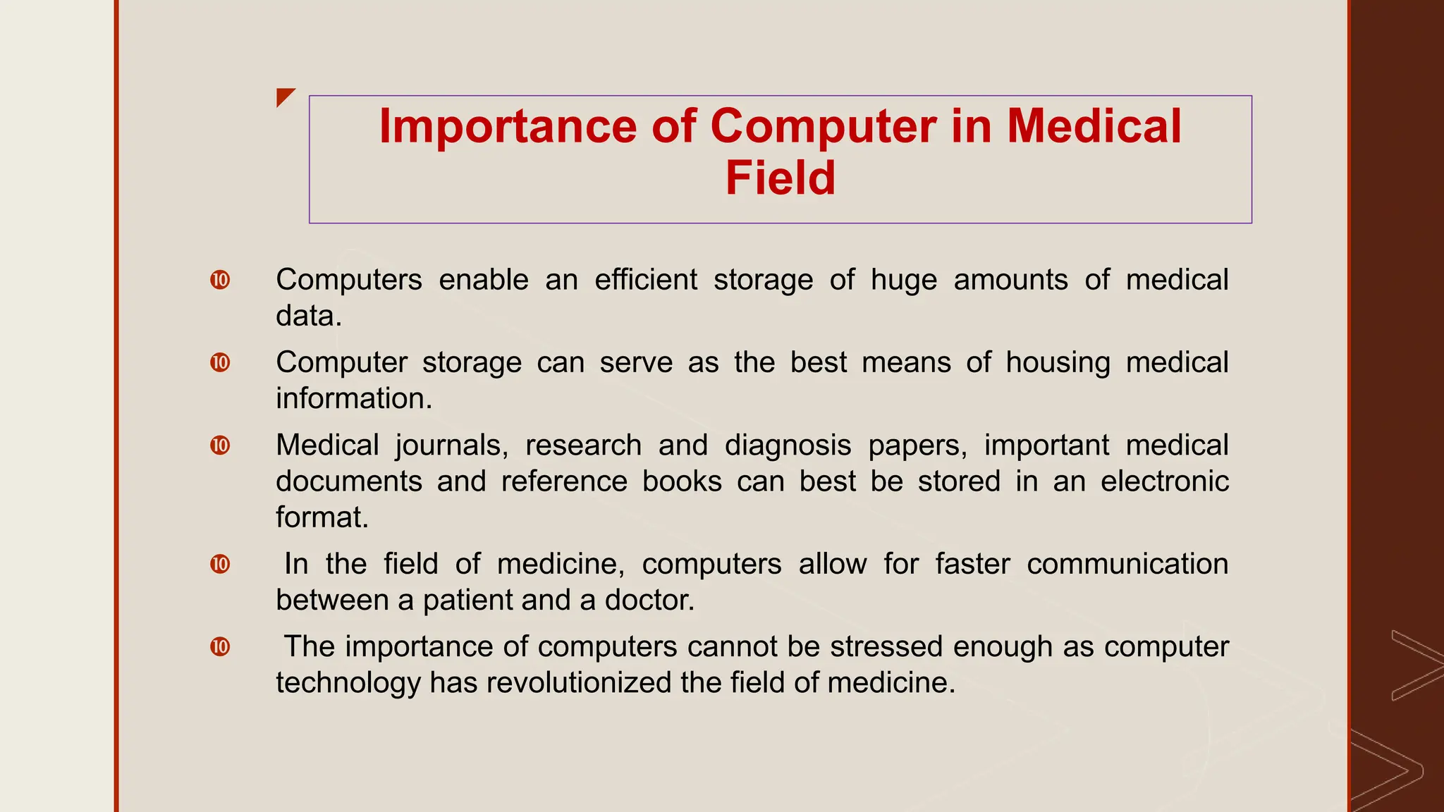 COMPUTER USE IN MEDICAL FIELD .pptx