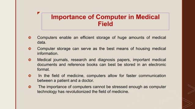 COMPUTER USE IN MEDICAL FIELD .pptx