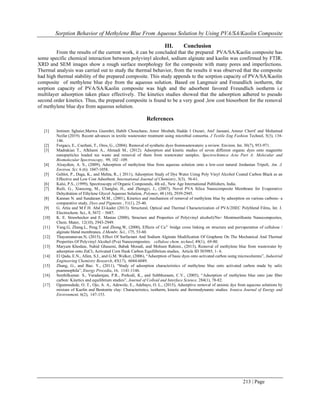 Sorption Behavior of Methylene Blue From Aqueous Solution By Using PVA ...
