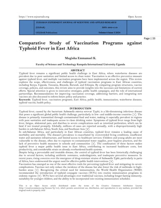 Comparative Study of Vaccination Programs against Typhoid Fever in East Africa (www.kiu.ac.ug) | PDF