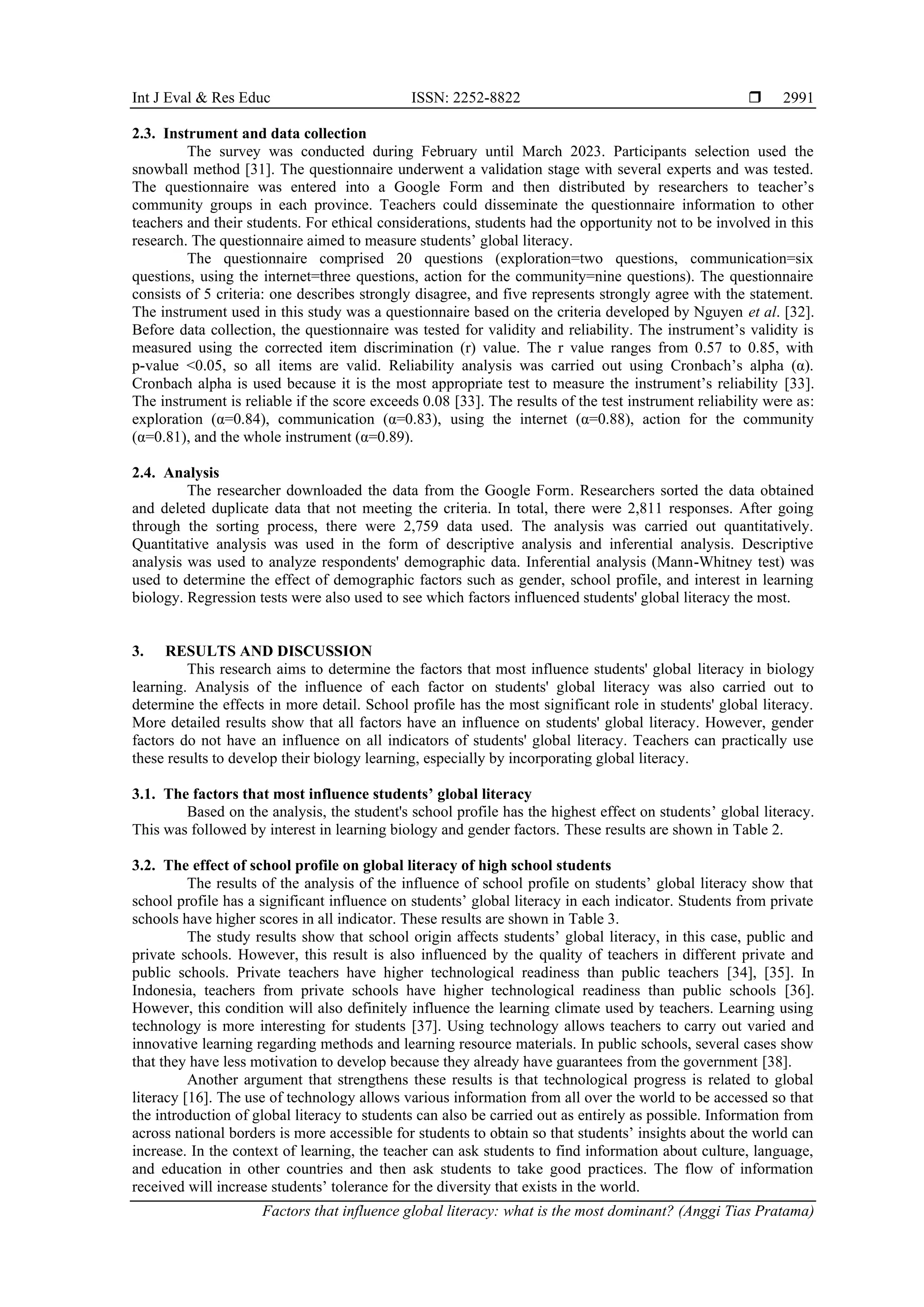 Factors that influence global literacy: what is the most dominant? | PDF