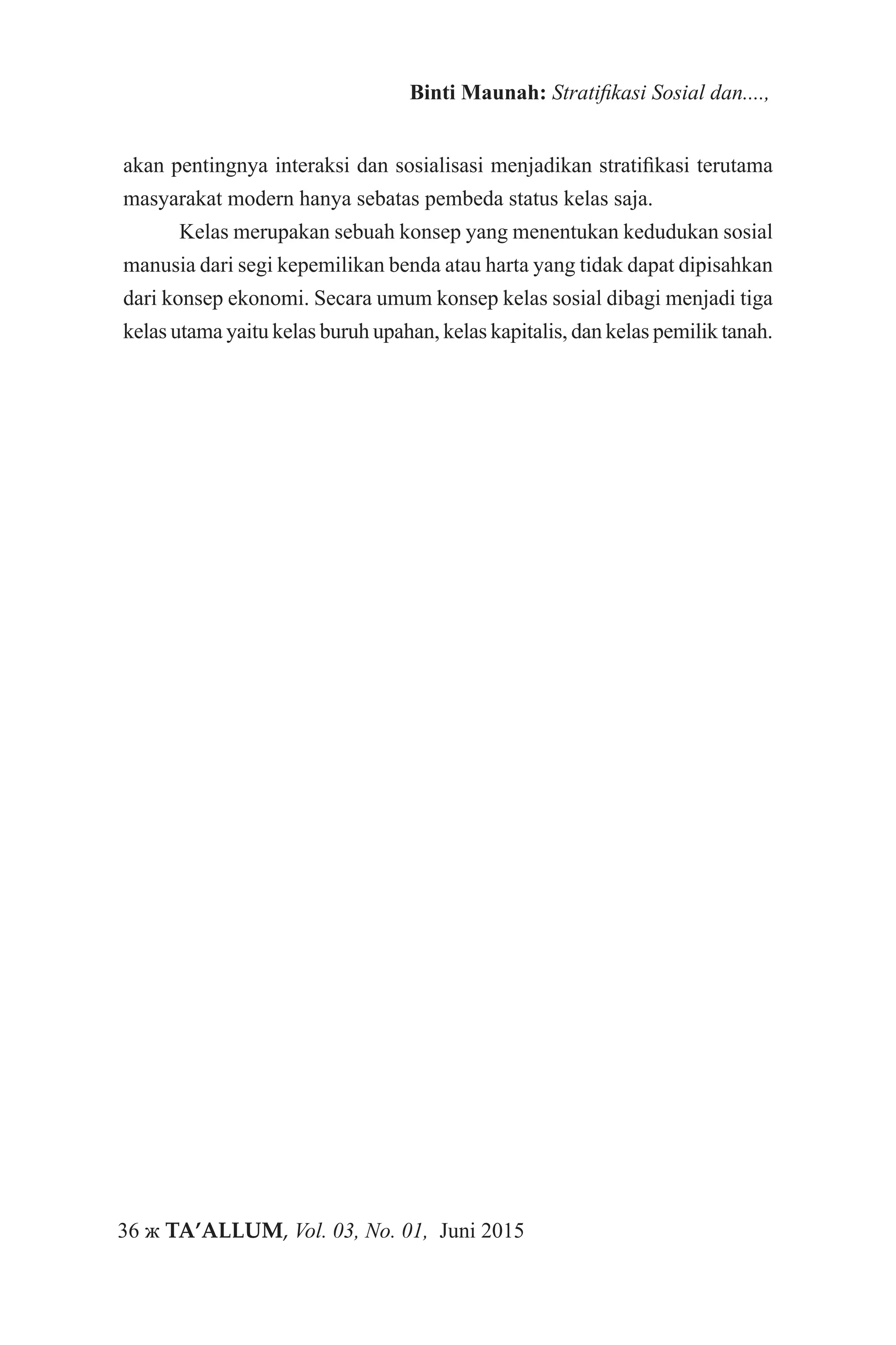 STRATIFIKASI SOSIAL DAN PERJUANGAN KELAS DALAM PERSPEKTIF SOSIOLOGI ...