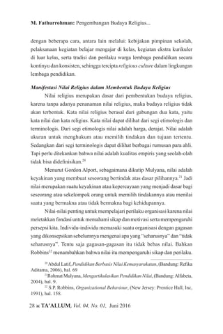 PENGEMBANGAN BUDAYA RELIGIUS DALAM MENINGKATKAN MUTU PENDIDIKAN | PDF