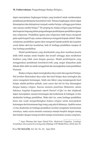 PENGEMBANGAN BUDAYA RELIGIUS DALAM MENINGKATKAN MUTU PENDIDIKAN | PDF