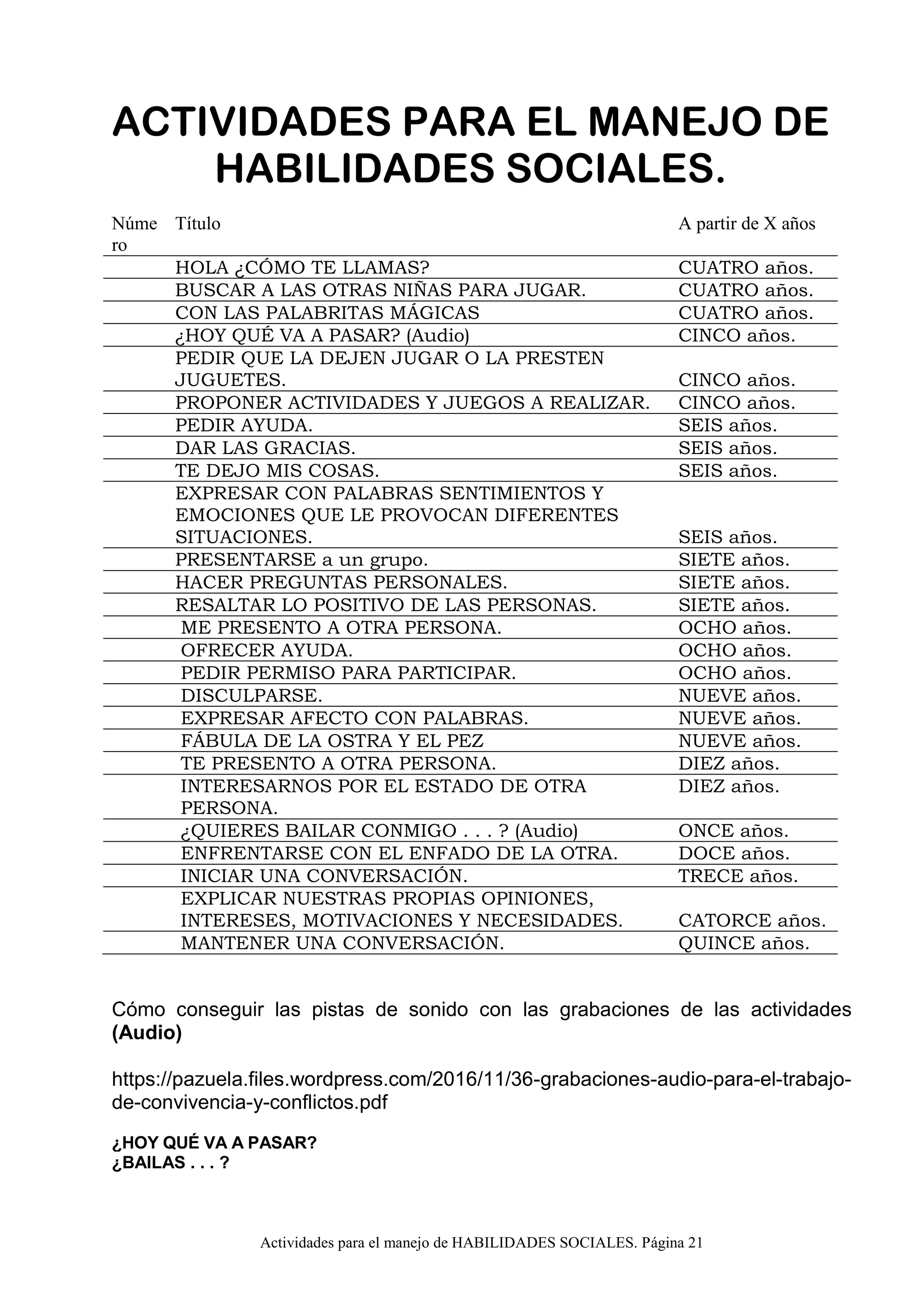 19 actividades-para-el-manejo-de-habilidades-sociales | PDF