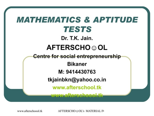 19 August Mathematics & Aptitude Tests | PPS