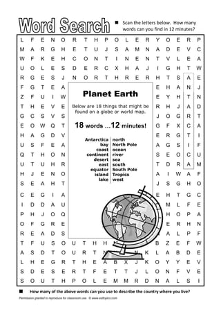 Earth Science Word Search