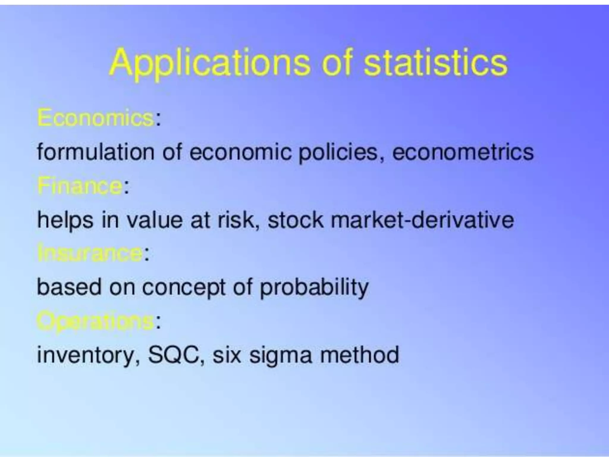 Application of Statistics | PPT