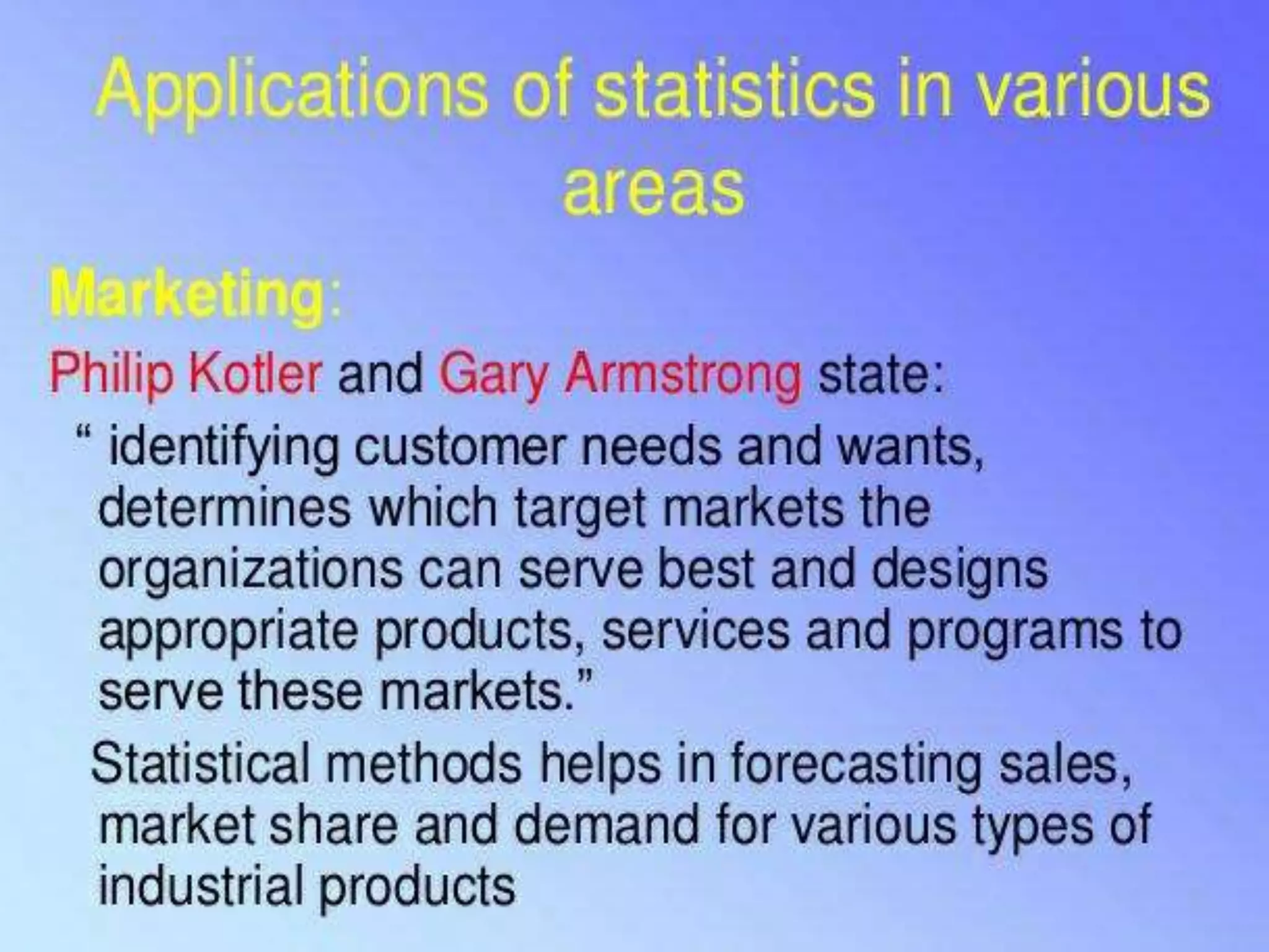 Application of Statistics | PPT
