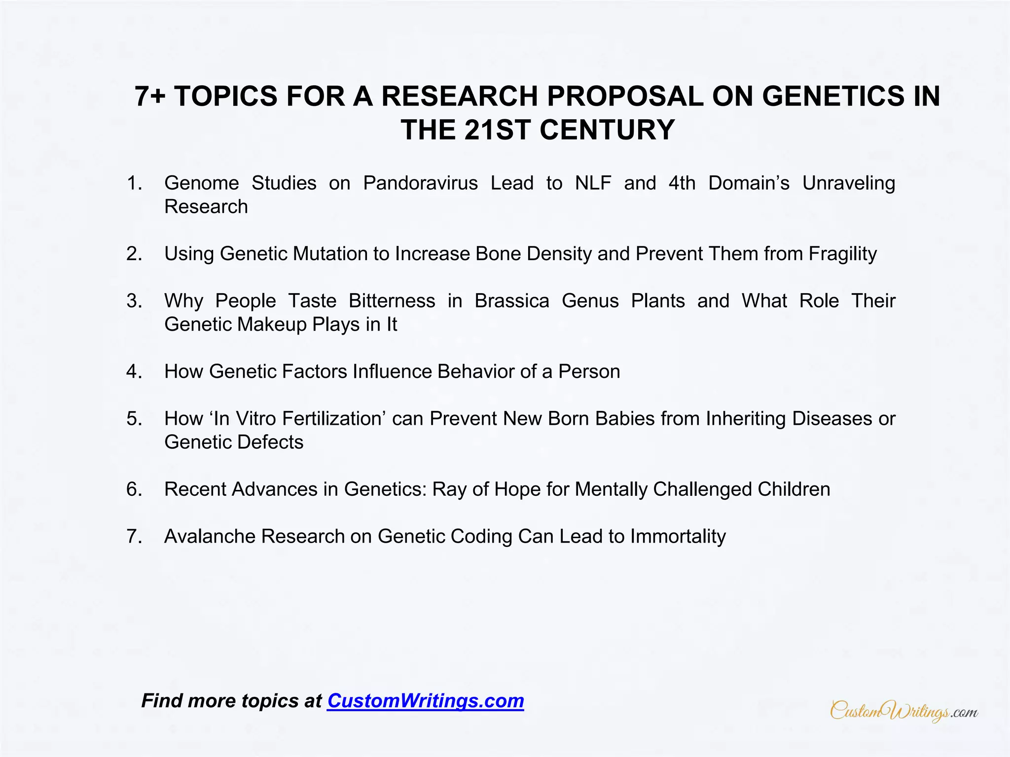 COMPLETE GUIDE ON WRITING A RESEARCH PROPOSAL ON GENETICS IN THE 21ST ...