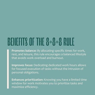 8+8+8 Rule Of Time Management For Better Productivity | PDF