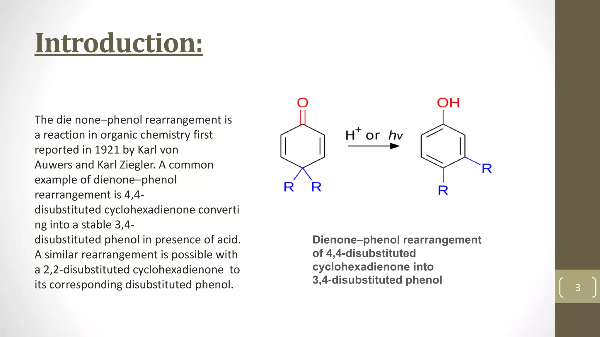 Dienone phenol rearrangement reaction | PPTX
