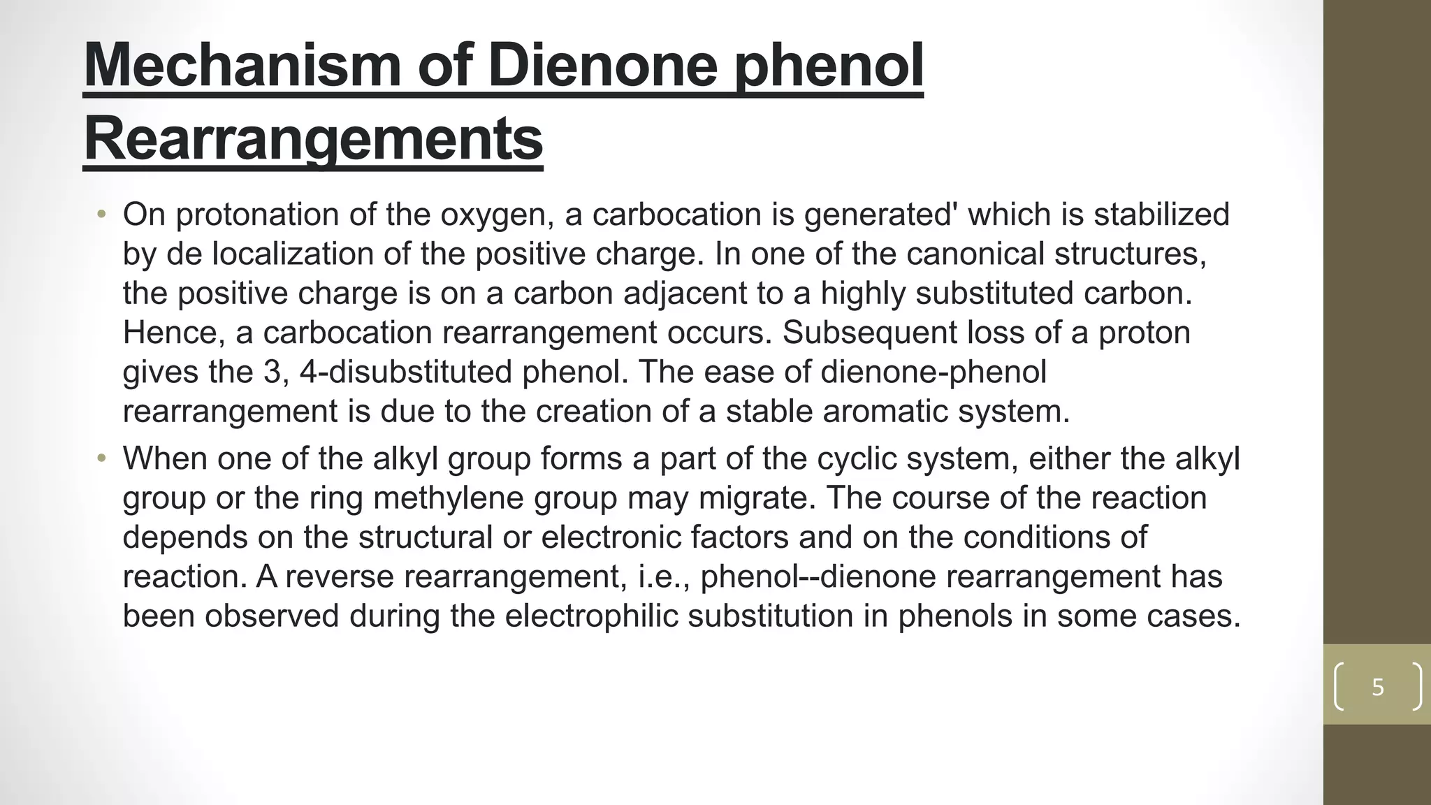 Dienone phenol rearrangement reaction | PPTX