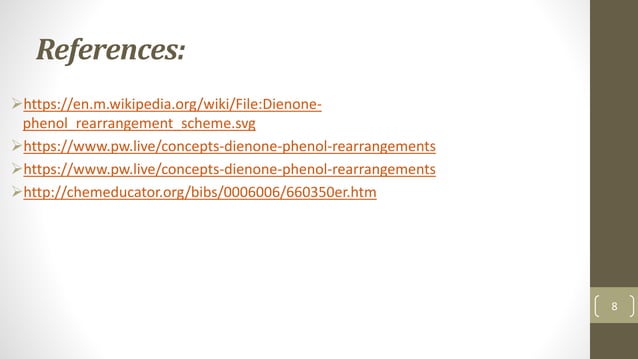 Dienone phenol rearrangement reaction | PPTX | Chemistry | Science