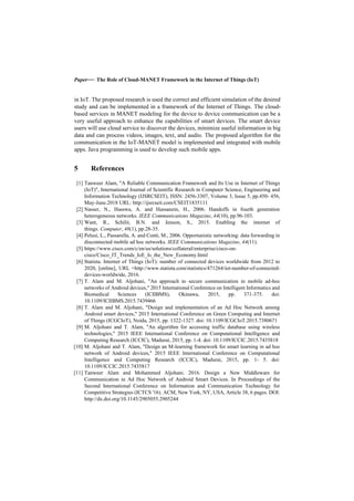The Role of Cloud-MANET Framework in the Internet of Things (IoT) | PDF