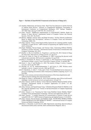 The Role of Cloud-MANET Framework in the Internet of Things (IoT) | PDF