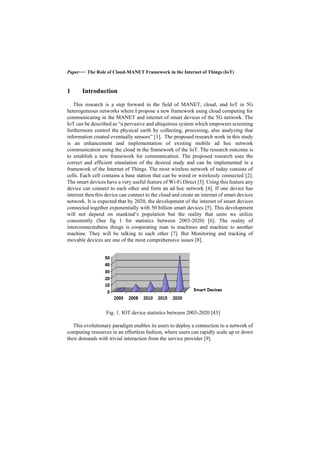 The Role of Cloud-MANET Framework in the Internet of Things (IoT) | PDF