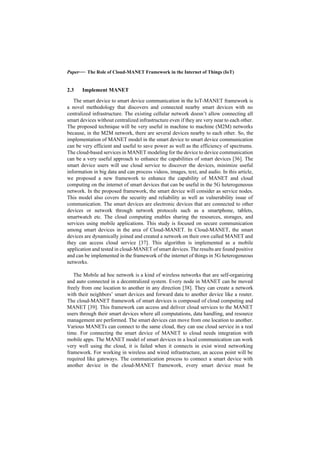 The Role of Cloud-MANET Framework in the Internet of Things (IoT) | PDF