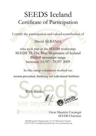 Voluntariado en Islandia David Albano | PDF
