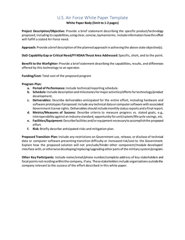 U.S. Air Force White Paper Templates | DOCX
