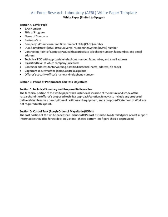U.S. Air Force White Paper Templates | DOCX