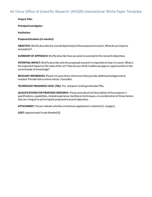 U.S. Air Force White Paper Templates | DOCX