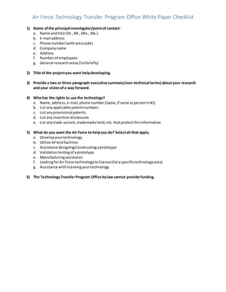 U.S. Air Force White Paper Templates | DOCX