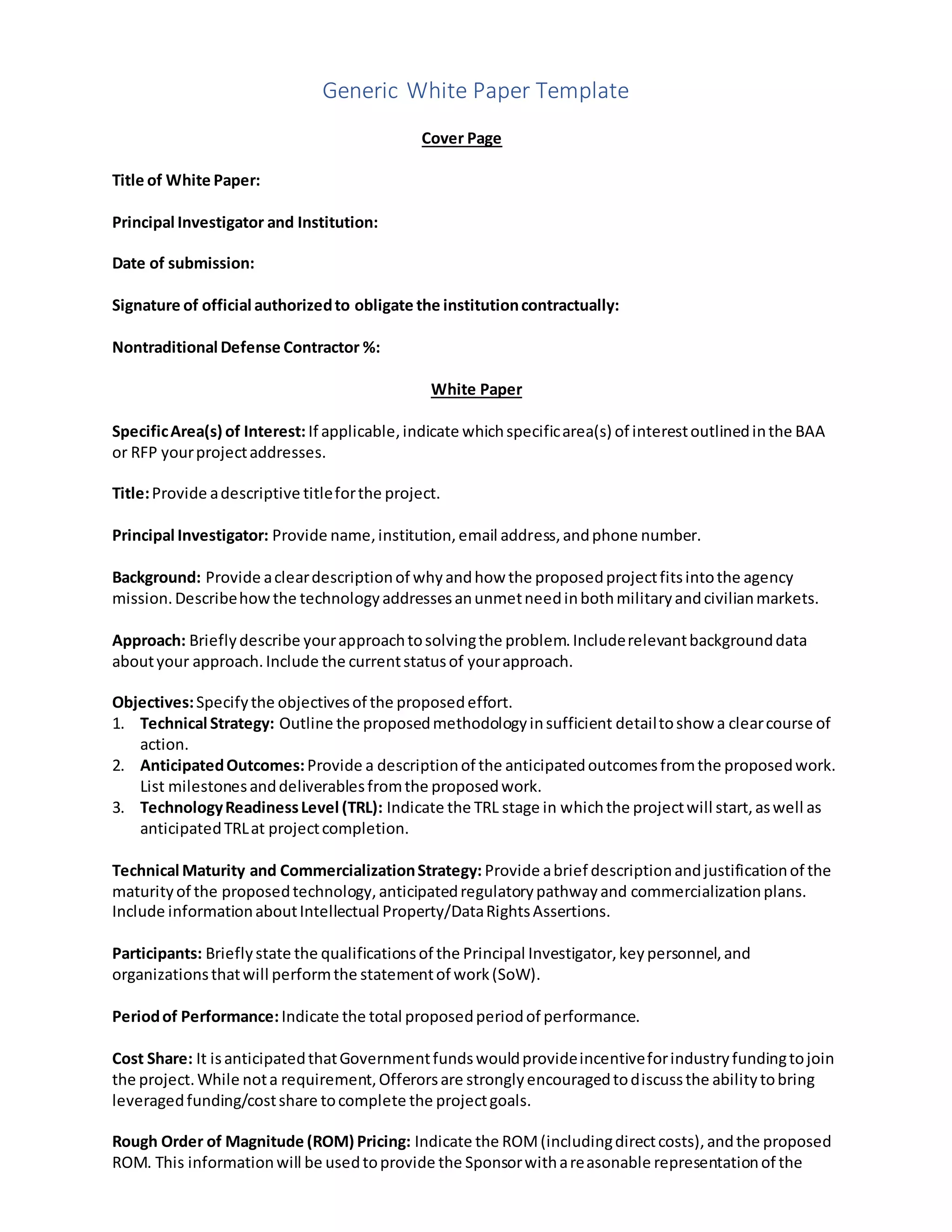 Generic White Paper Template | DOCX