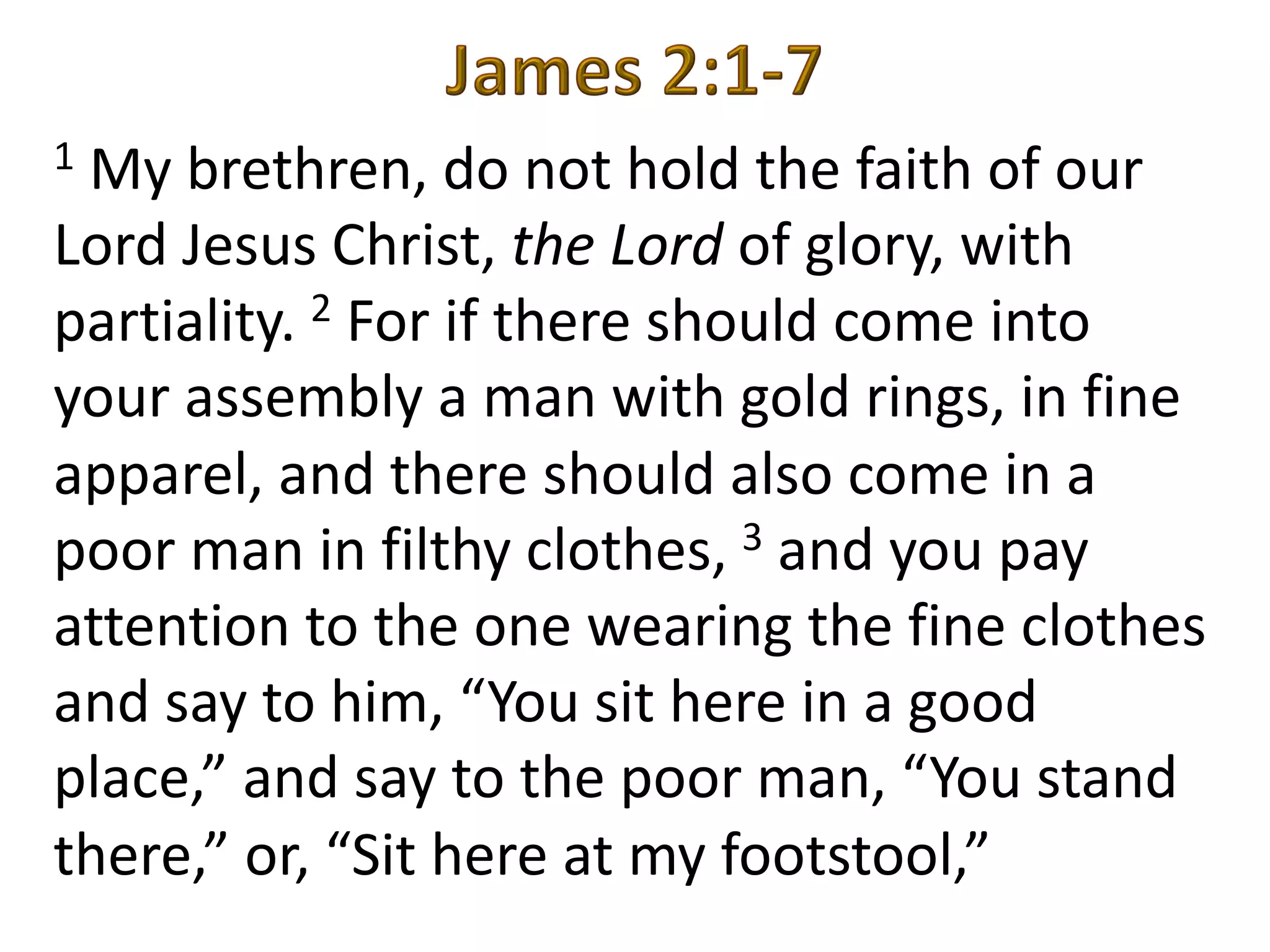 Pride & Prejudice - James 2:1-7 | PDF