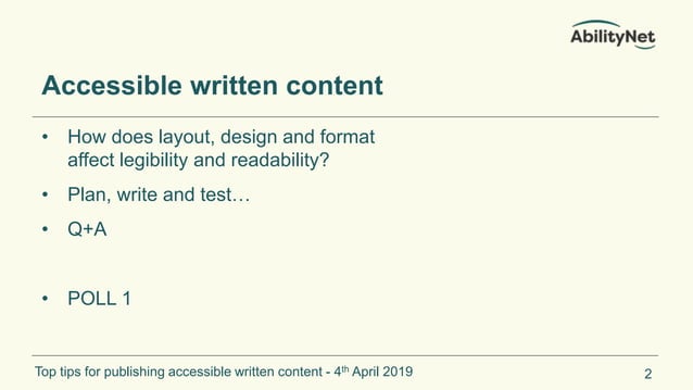 Top tips for publishing accessible written content | PPT