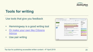 Top tips for publishing accessible written content | PPT