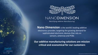 Nano Dimension 2019 core technologies and applications | PPT
