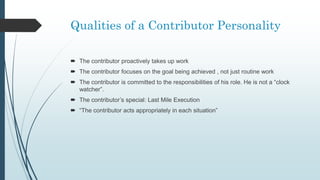 PPT OF Contributor Personality Development | PPTX