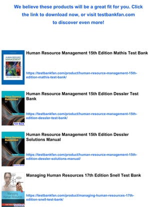 Principles of Human Resource Management 15th Edition Snell Test Bank | PDF
