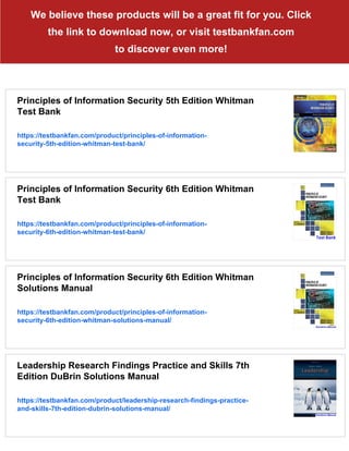 Principles of Information Security 4th Edition Whitman Test Bank | PDF