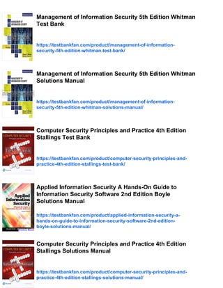 Principles of Information Security 4th Edition Whitman Test Bank | PDF