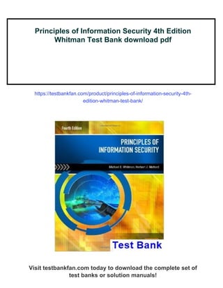 Principles of Information Security 4th Edition Whitman Test Bank | PDF