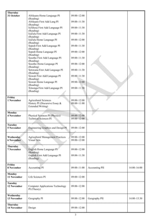 IEB final timetable 2019 | PDF