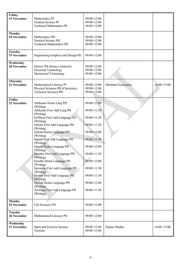 IEB final timetable 2019 | PDF