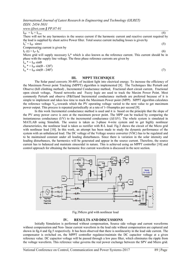 PV Source Integrated Micro-Grid for Power Quality Improvement using MPPT Technique | PDF