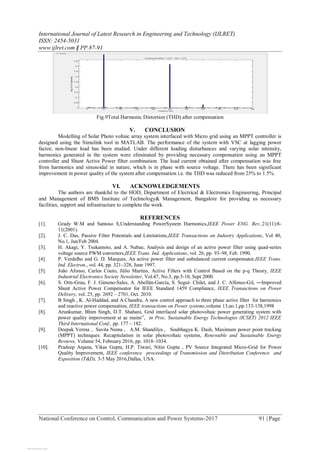 PV Source Integrated Micro-Grid for Power Quality Improvement using ...