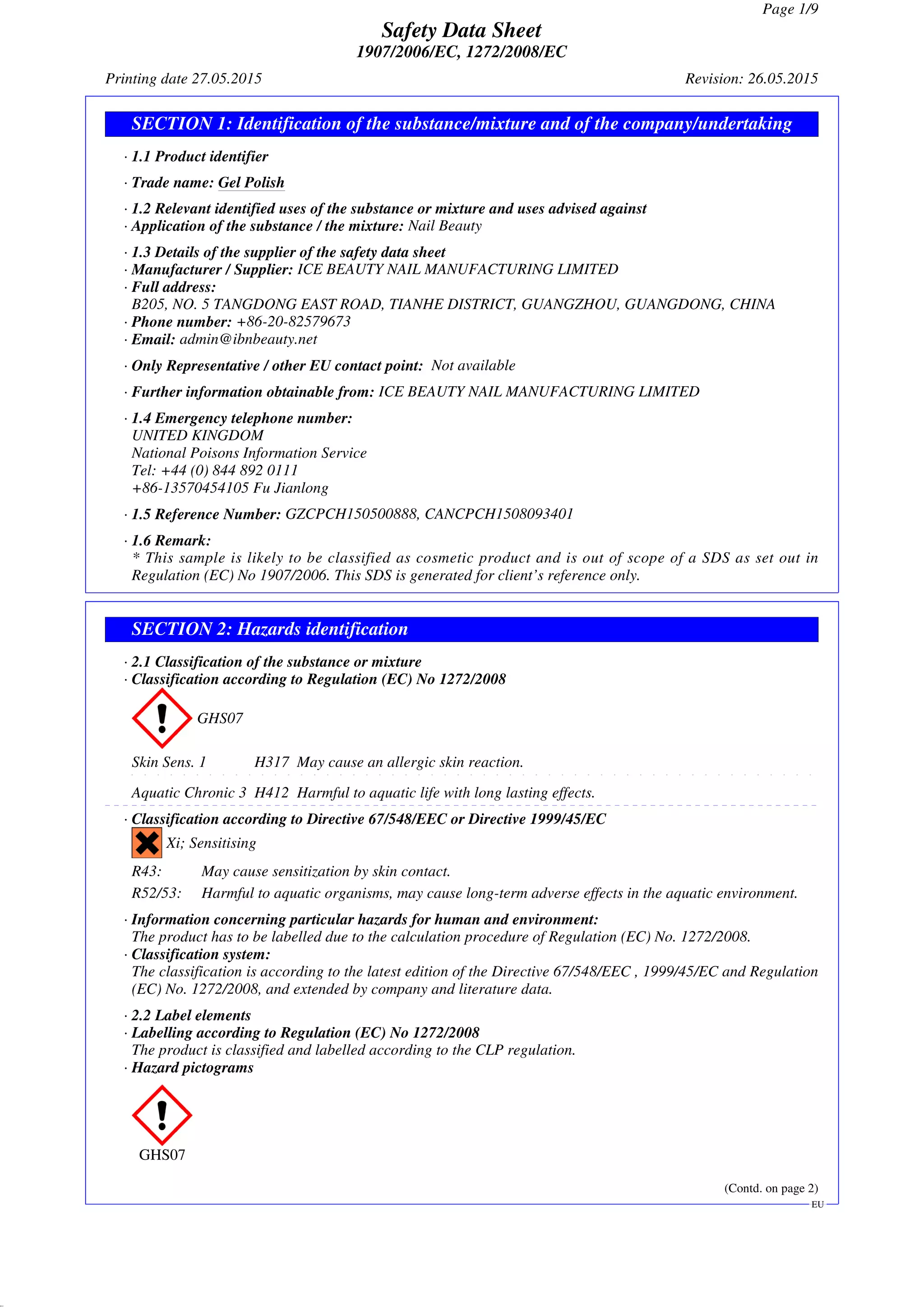 SGS-MSDS-IBN Gel Polish | PDF