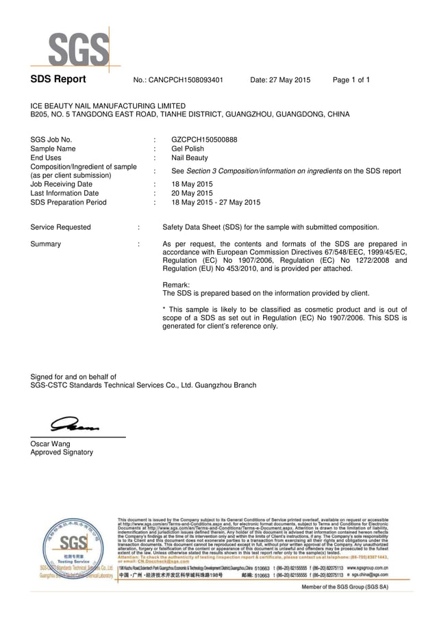 SGS-MSDS-IBN Gel Polish | PDF