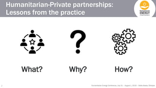 Humanitarian-Private partnerships: Lessons from the practice | PDF