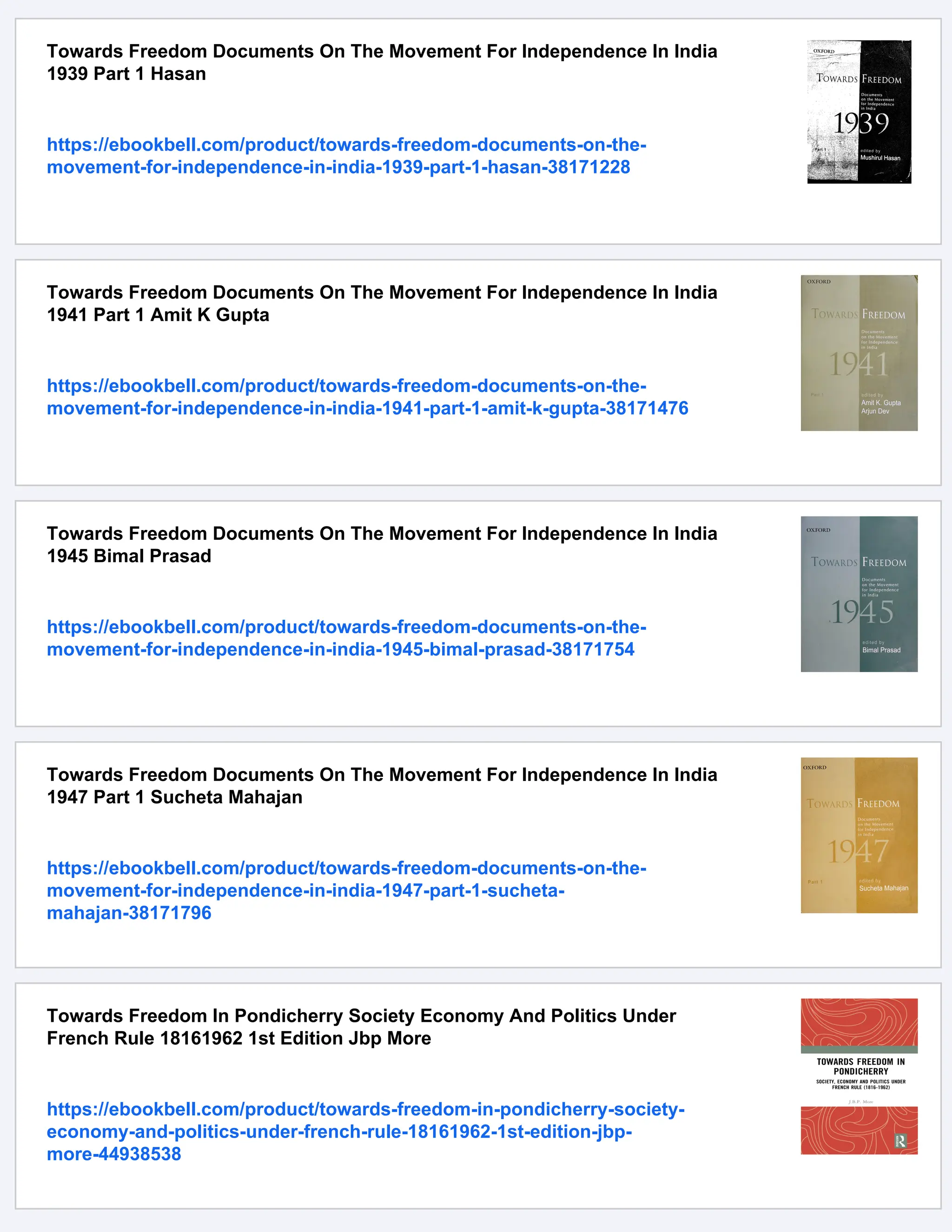 Towards Freedom Documents On The Movement For Independence In India ...