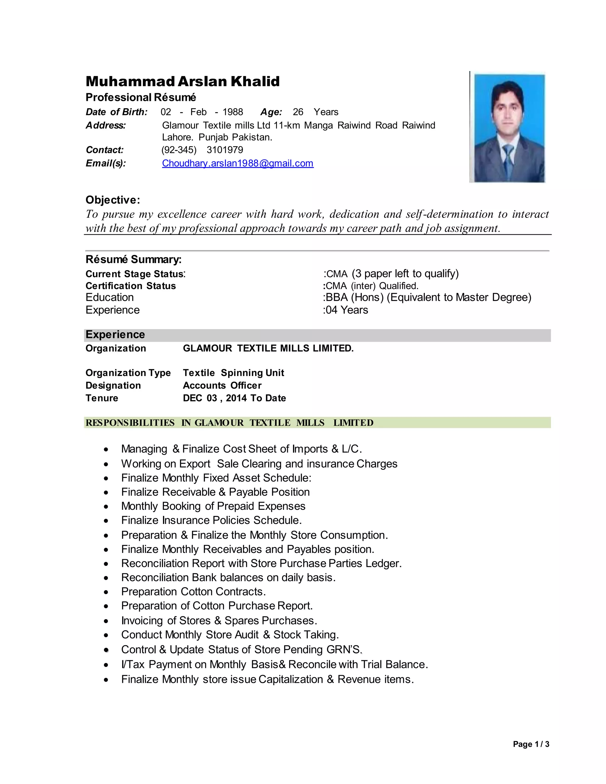 CV-MOHAMMAD ARSLAN KHALID | PDF